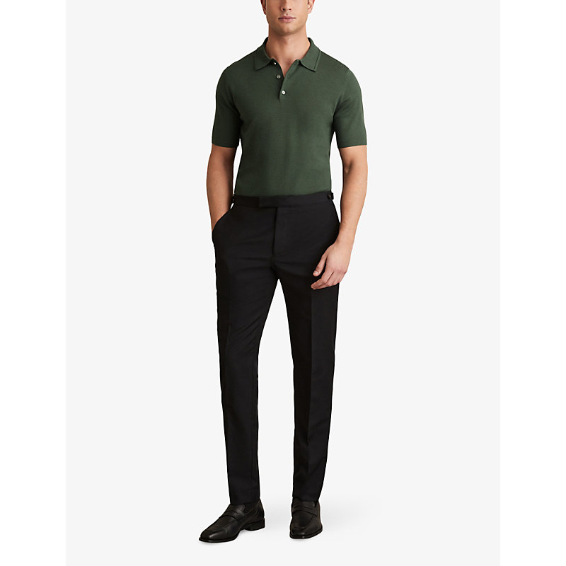 REISS manor half-button short-sleeve merino-wool polo shirt s